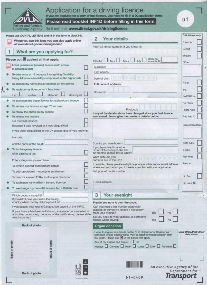 DVLA FORM D2 PDF